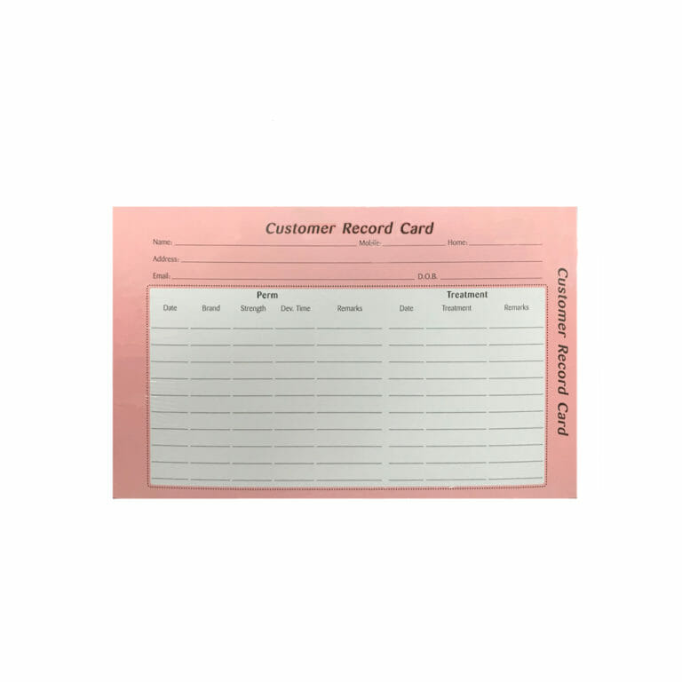 Customer Record Cards Pack 100 - Direct Salon Supplies